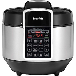 Starfrit 024600-002-0000 8-Liter Electric Pressure Cooker, Black/Silver, 11.7" x 12" x 12"