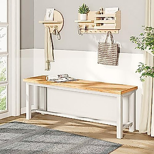 Recaceik Dining Benches, 39 Inch Table Benches, Pair of 2 Benches for Dining Room, Kitchen, Entryway, Bedroom, Industrial Small Bench Kitchen Bench with Metal Legs, Easy to Assemble, Walnut