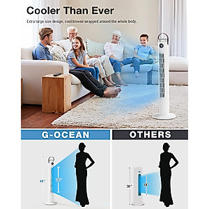 Simple Deluxe Tower Fan with Remote, 46 Inch Oscillating Fan, Bladeless Fans with 24H Timer, 3 Speeds, 3 Modes, LED Display, Cooling Standing Floor Fan for Bedroom Living Room Home Office