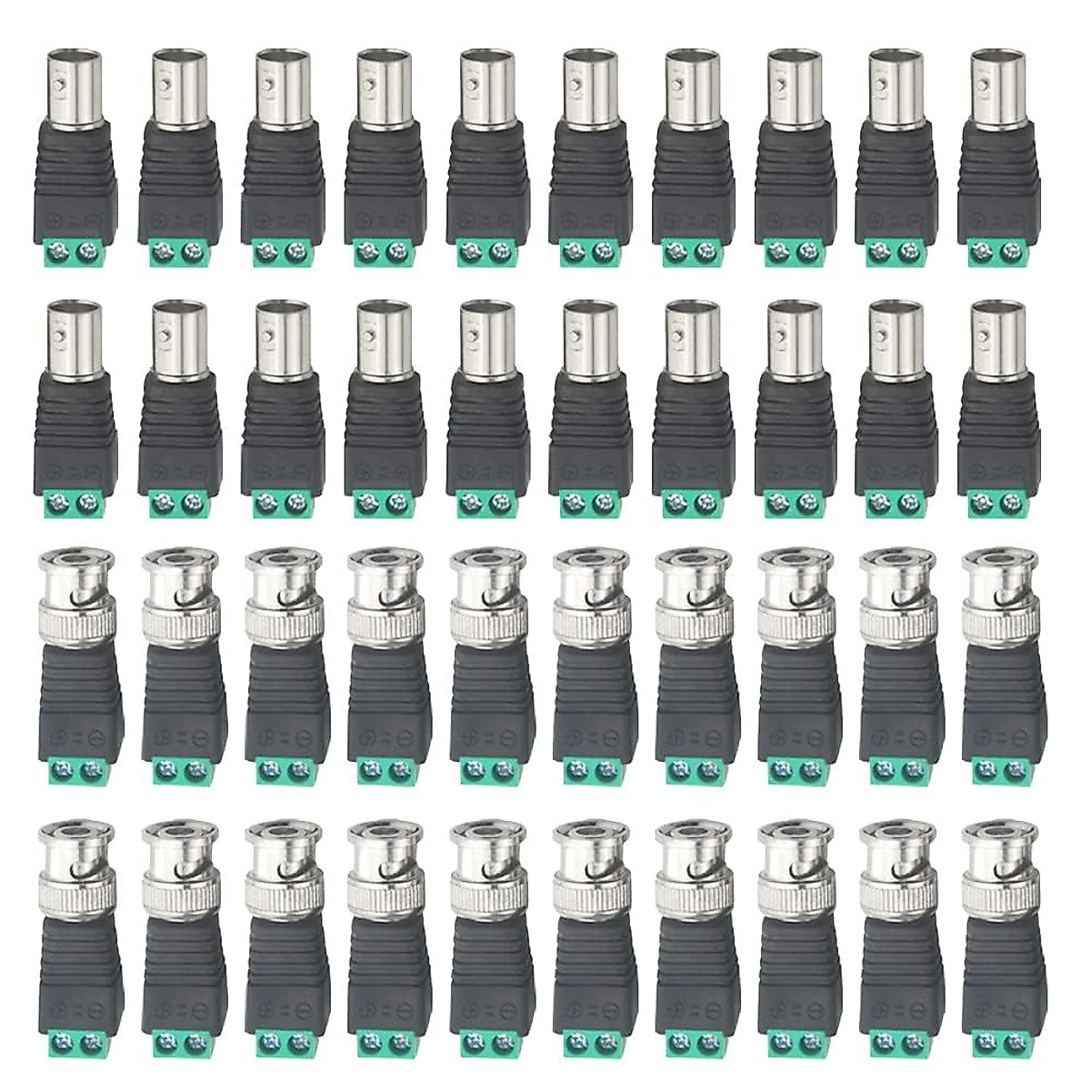 WMYCONGCONG 40 PCS 2.1x5.5mm Male Female DC Power Adapter Connector Camera Video BNC Male Female Balun Connector for Coax Cat5 CCTV