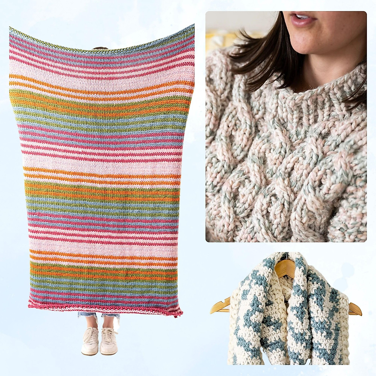 Lion Brand Wool Ease Thick & Quick Fig 640-146 (3-Skeins - Same Dye Lot) #6 S Bulky Acrylic-Wool Yarn for Crocheting and Knitting with Project Bag