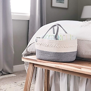 AWEHIRU YuanKanJu Baby Viking Diaper Caddy Organizer - Cotton Rope Storage Basket - Portable Changing Station - Backseat Car Organization for Kids - Boho Nursery Decor Registry Essentials