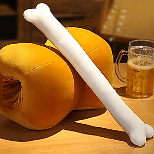 JENPECH Plush Pillow Bone Shape Collectible, Funny Toy Stuffed Cushion for Relaxation, 3D Roast Meat Bone Design Detachable Cartoon Style Sleeping Pillow, Gift for Boys & Girls Brown