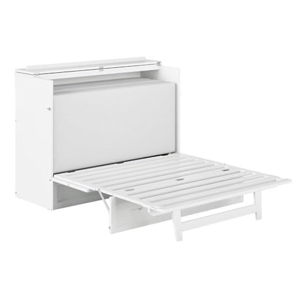 BOWERY HILL Full Size Murphy Bed Chest with Charging Station in White
