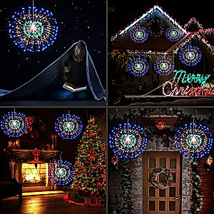 4 Pieces Firework Lights LED String Lights Fairy Decorative Twinkle Starburst Lights with Remote Control for Patio Party Indoor Home Decoration