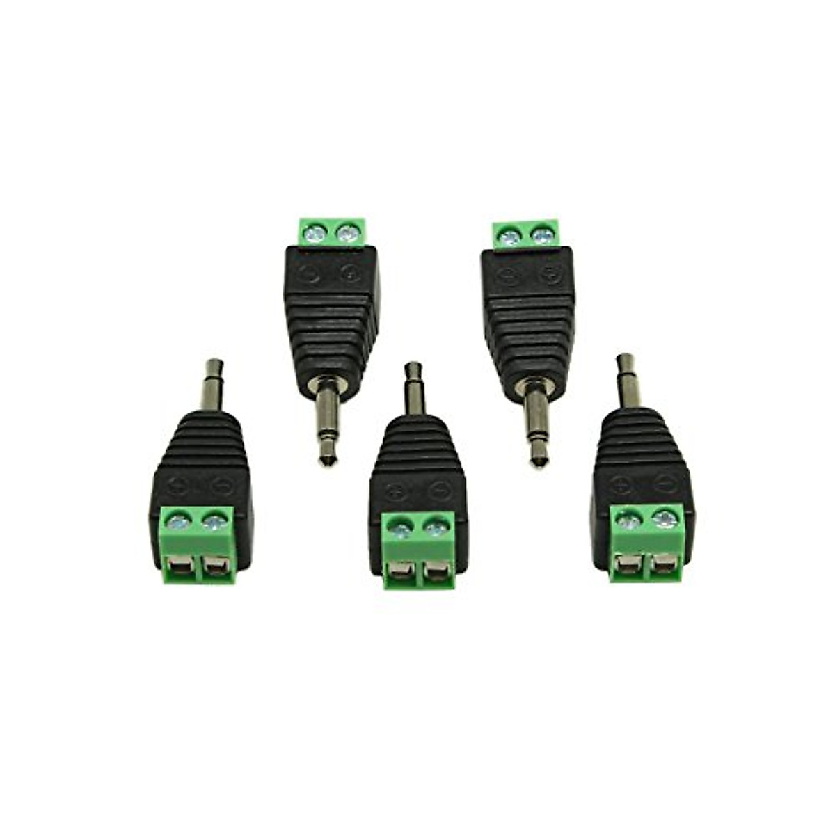 zdyCGTime 3.5mm TS Mono Male to 2 Pin Screw Terminal Female AUX Headphone Balum Converter Adapter (5-Pack)
