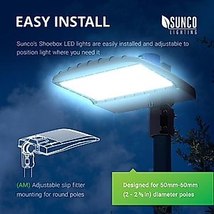 Sunco LED Parking Lot Light, Pole Outdoor Street Light 200W Dusk to Dawn Photocell HID Replacement, 5000K Daylight, 26000 LM, Dimmable 1-10V, Waterproof Commercial Grade UL Listed