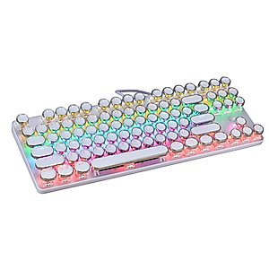 K917 RGB Mechanical Gaming Keyboard 87Key Retro Keyboard-Blue Switch-LED Backlit- Round Keycaps Anti-Ghosting Mechanical Illuminated Keyboard for PC Gaming and MAC (Retro-White)