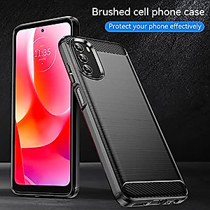 Moto G 5G Case (2022) with HD Screen Protector, MAIKEZI Non-Slip Shock-Absorption TPU Bumper, Soft Rubber Protective Cover - Black