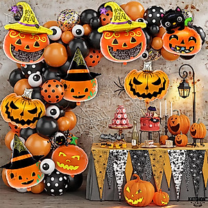 KatchOn, Huge Halloween Pumpkin Balloons Set - 34 Inch, Pack of 8 | Pumpkin Halloween Balloons for Halloween Birthday Party Decorations | Halloween Mylar Balloons for Halloween Party Decorations