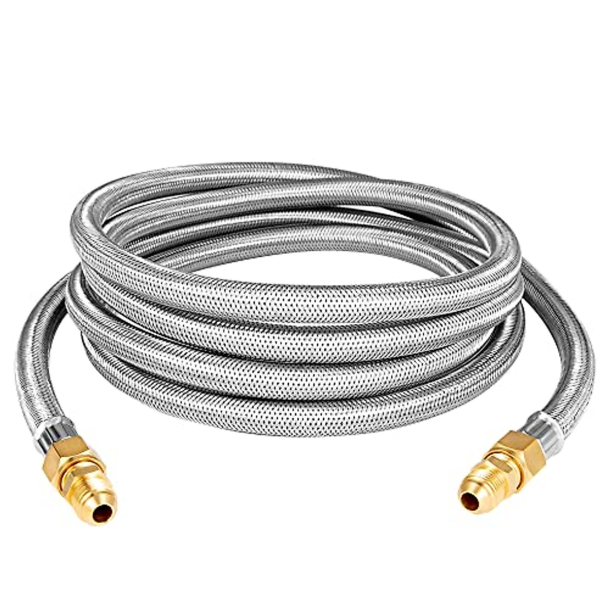 Breezliy 10 Feet High Pressure Braided Propane Hose Extension with Conversion Coupling 3/8" Flare to 1/2" Female NPT 1/4" Male NPT 3/8" Male NPT 3/8" Male Flare for Fire Pit,RV,Heater,BBQ Grill,etc