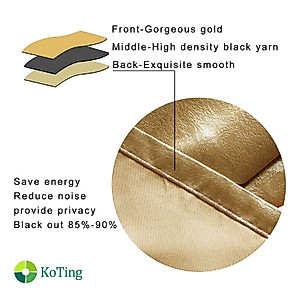 KoTing Gorgeous Solid Blackout Golden Curtain Drape for Bedroom 1 Panel Grommet Top (1Panel 50Wx84 L)