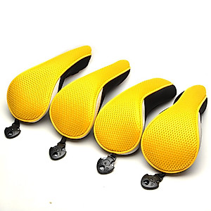 Hybrids 4pcs White Neoprene Stealth Club Covers With Adjustable Notation Design Easy Lock-in Headcovers Fit For All Brands