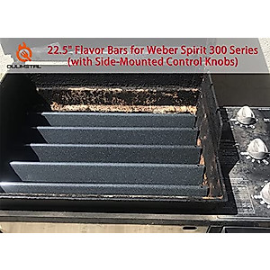 QuliMetal 7536 7537 22.5" Flavor Bars for Weber Spirit 300 Series(Side Control Panel), Spirit 700, Genesis Silver Gold Platinum B/C, Weber 900 Grills, Porcelain Steel Heat Plates for Weber 65903
