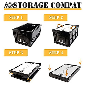 Storage Compat Storage Bin, Nettuno 4323-B06, Plastic Stacking Container, Lidded Storage Bin, Hardware and Tool Storage, Collapsible Bin, Black, 15.75x11.81x8.66 Inches, Medium Size, Individual Pack