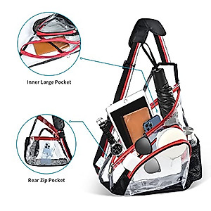 ELUTENG Rope Sling Bags Transparent PVC Larger Capacity with Adjustable Strap Durable Men Bags Shoulder Crossbody with Bottle Holder Casual Clear Bag Stadium Approved, Travel, Hiking