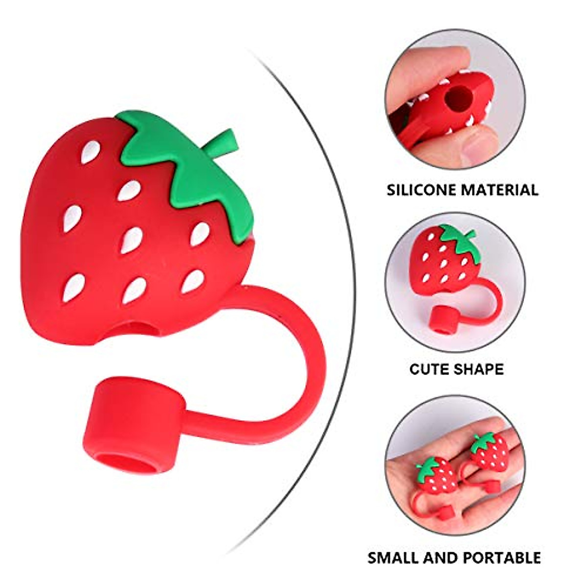 BESTOYARD 2pcs Silicone Straws Tips Covers Strawberry Shaped Straw Plug Compatible with Stanley Straw Drinking Beverages Accessories