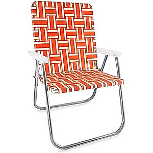 ZUMAHA Outdoor Chair PP Braided Folding Chair, Stable Steel Pipe Frame Beach Chair, Webbed Fabric & Vintage Style Camping Chair for Outdoor/Indoor Durable