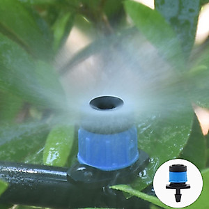 50 Pack Adjustable Irrigation Drippers 1/4 Inch Emitter Dripper 360 Degree Full Circle Pattern Water Flow Drip Emitter Micro Drip Irrigation Sprinklers for Home Garden Lawn(Blue)