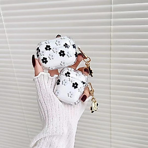 ZHIRUAN Airpods 2nd & 1st Generation Case Earbuds Case Protective Cover Skin with Keychain Airpods Accessories Compatible with AirPods Charging Case 2 & 1 (Black Flower)