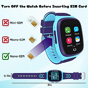 Spodus Smart Watch for Kids with GPS Tracker Cell Phone Watch for Boys 5-12, Tracking Watch Boys with One-Key SOS Call Voice Chat Sleep Monitor Step Counter Alarm for Kids (Including SIM Card)
