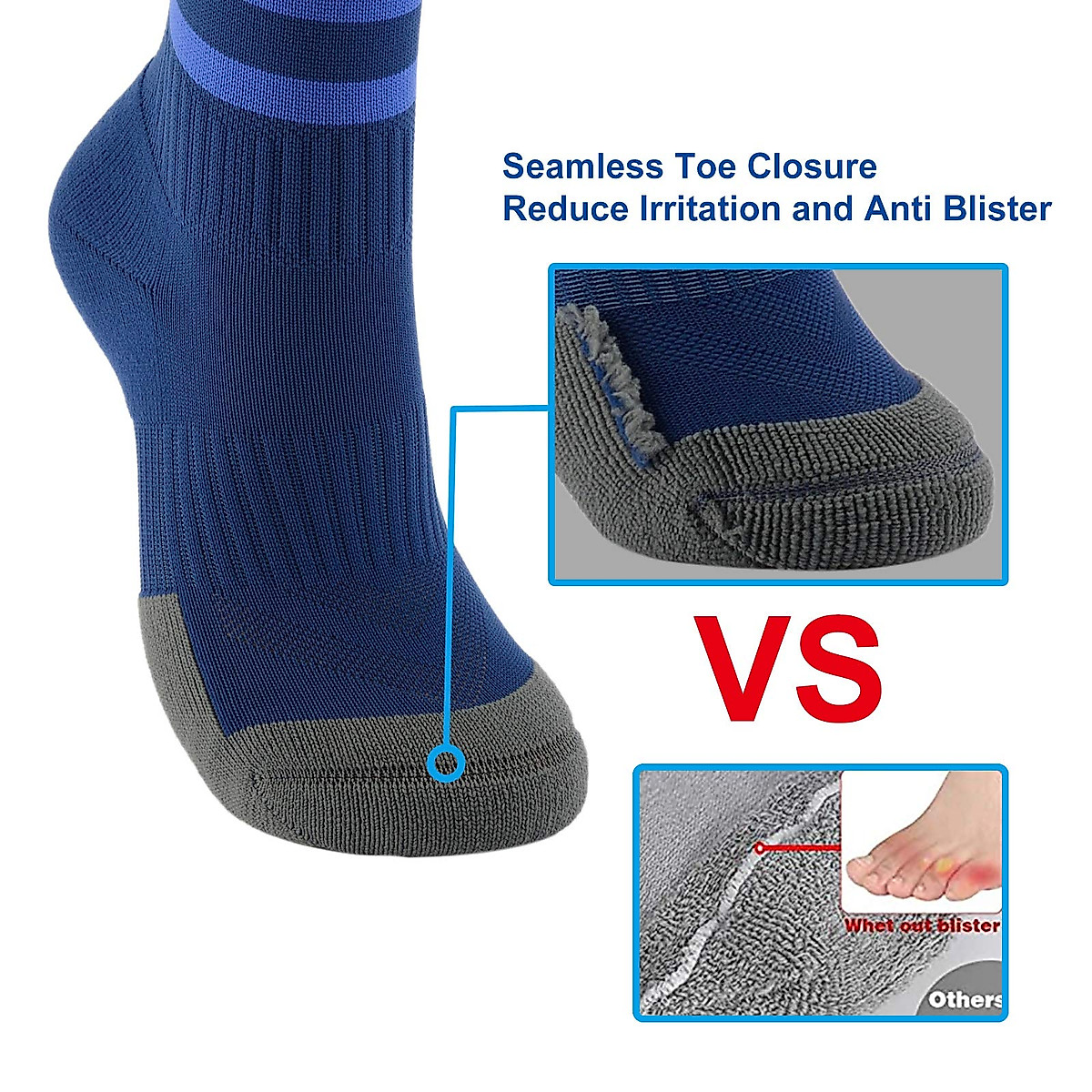 Pauboland Kid Boy's and Girl's 1-Pack Blue Cushioned Anti Blister Knee High Athletic Soccer Football Baseball Socks, M(1.5Y-4Y)