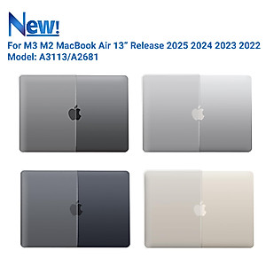IBENZER Compatible with 2025 2024 2023 2022 MacBook Air 13 inch Case M3 A3113 M2 A2681, Hardshell Case & KeyboardCover & ScreenFilm for Mac Air 13.6 with Touch ID, Frost Clear, KK-CL+2