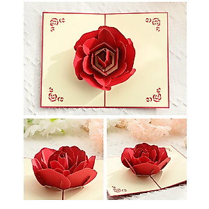 MUSCELL Valentines Pop-Up Red Rose Card, 3D Pop-up Greeting Cards, for Valentine's Day, Mothers Day, Fathers Day, Birthday, Anniversary, Graduation, Wedding, Size 5.9 x 3.93in