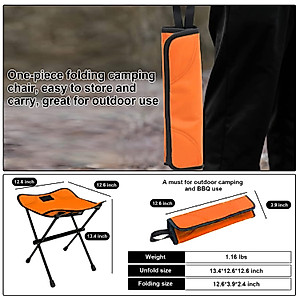 HADUKI Camping Chair Foot Stool,Folding Lightweight Stool Portable Collapsible Camping Stool Retractable Chairs with Carry Bag 220LBS Camping Stools for Indoor Or Camping Fishing Hiking BBQ(Orange)
