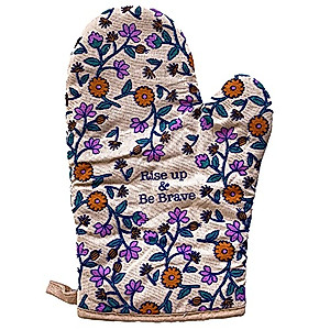 Rise Up and Be Brave Oven Mitt Empowerment Motivational Message Kitchen Glove Funny Graphic Kitchenwear Funny Motivational Novelty Cookware White Oven Mitt