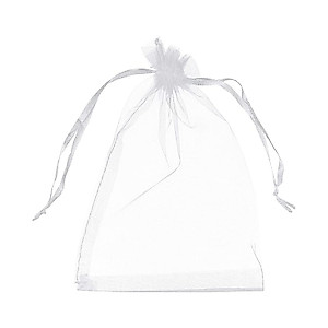 AB Max Organza Drawstring Bags - Wedding Favor Gift Bags Goody Bags Jewelry Pouches 5x7 Inches Fruit Protection Mesh Bags White 10 Pieces