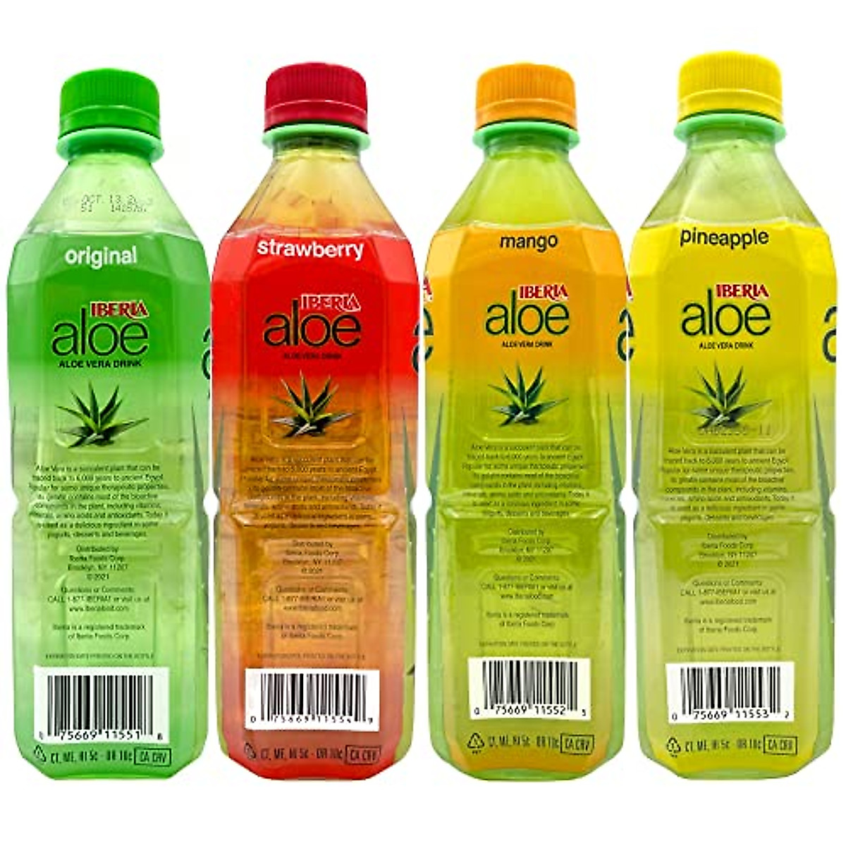 Iberia Aloe Vera Drink with Pure Aloe Pulp, Variety, (Pack of 8) 2 x Original, 2 x Mango, 2 x Pineapple, 2 x Strawberry