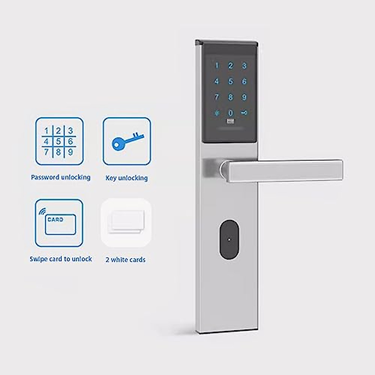 RFID Card Apartment Anti-Theft Swiping Ppassword Induction Electronic Lock+Card (Left Pull, Silver+APP)