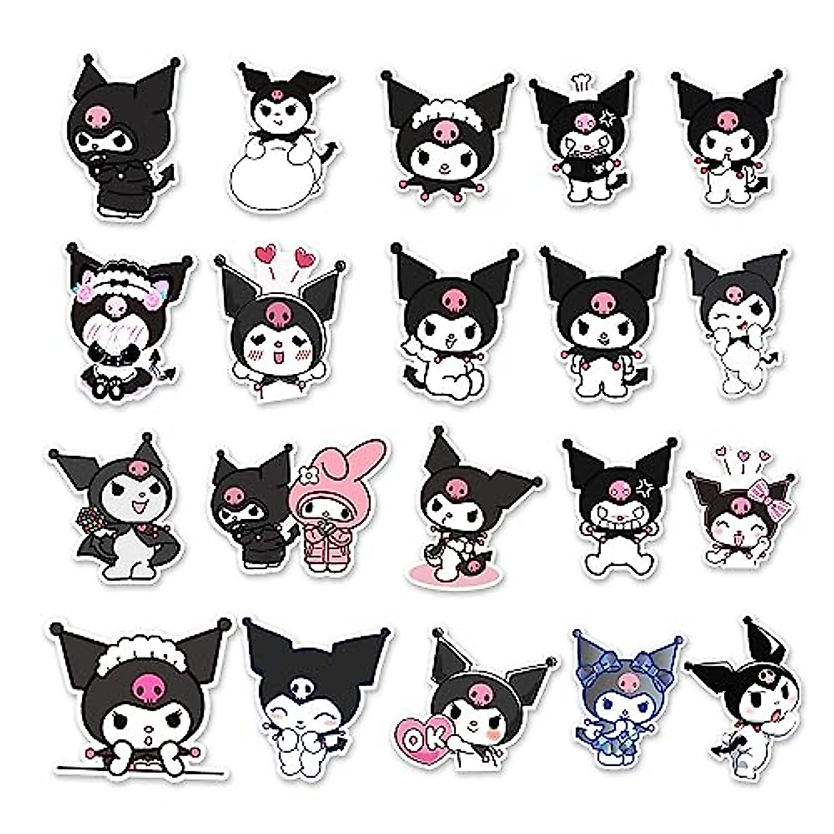 Kawaii Stickers Kuro Cartoon Mi Stickers Cute Image Graffiti Stickers for Kids and Girls DIY Kawaii Sticker Laptop Bedroom Decoration Water Cup Waterproof Stickers 50 Pcs