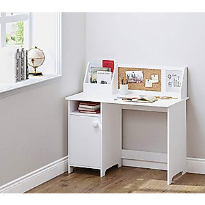 UTEX Kids Study Desk with Storage, Wooden Children School Study Table with Hutch and Storage Cabinet for 3-8 Years Girls Boys, Student's Study Computer Workstation Writing Table, White