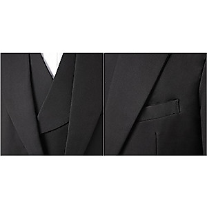 Lilis® Mens Premium Tail Tuexdo 3 Pieces Suit Tailcoat Jacket Tux Vest & Trousers Black