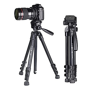 PHOPIK Camera Tripod, 56” Cell Phone Tripod with Phone Holder, Extendable Video Tripod with Quick Release Plate,Compatible with All Cameras, Cell Phones, Projector, Webcam, Spotting Scopes