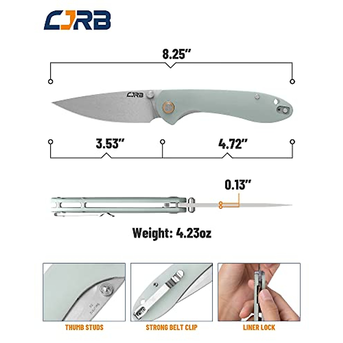 CJRB Feldspar Green Bundled with Ria Blue Great EDC Knife Companion