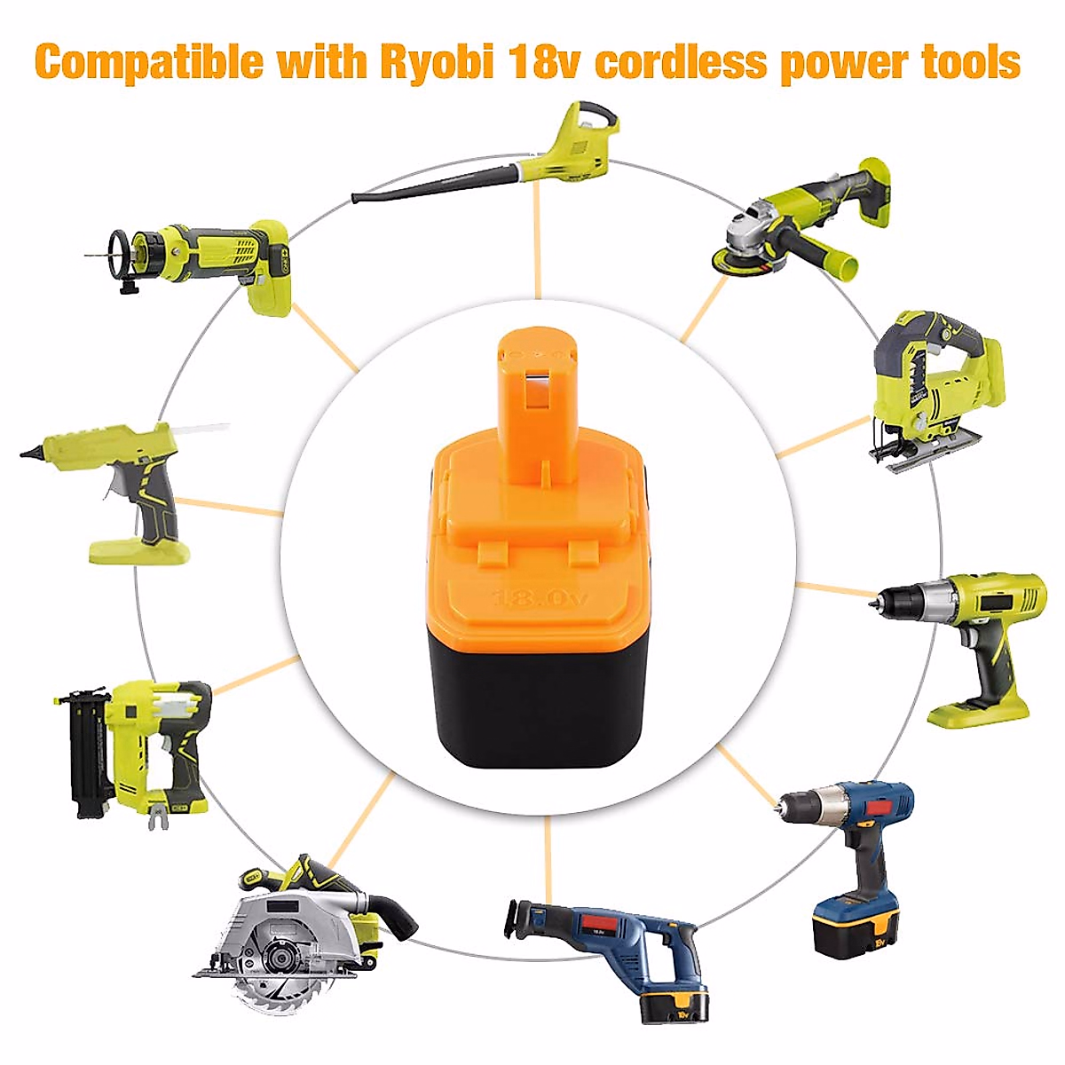 VANON 2Pack 18V 4.8Ah Ni-Mh P100 Replace for Ryobi 18V Battery P101 130224028 130224007 ABP1801 ABP1803