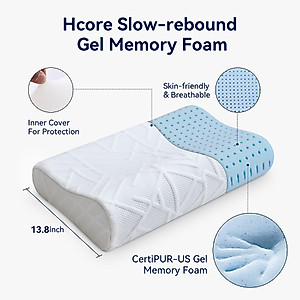 Hcore Contour Memory Foam Pillows Neck Pillow for Sleeping, Ergonomic Cervical Pillow Support Neck and Shoulder Pain Relief, Orthopedic Cervical Pillow for Side Back Stomach Sleepers- CertiPUR-US