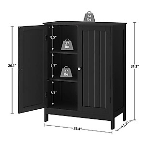 Iwell Bathroom Cabinet - Bathroom Storage with 2 Doors & 2 Shelves, 3 Heights Available, Floor Cabinet for Living Room, Bedroom, Kitchen, Home Office, Black.