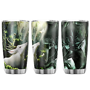 Animal Deer Insulated Tumbler, 20oz Stainless Steel Coffee Travel Mug With Lid for Cold and Hot Drinks