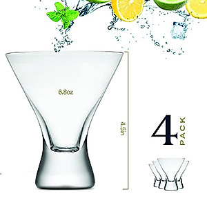BENETI Martini Glasses Set of 4-8 Oz Margarita Glasses, European Cocktail Glasses, Stemless Martini Glasses, Coupe Glasses, Dishwasher Safe, Glass Cups for Party Cosmopolitan Glasses