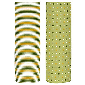 Cuddles & Cribs Baby Receiving Blankets – 100% Cotton Flannel Receiving Blankets - Yellow Stripe & Spots - Pack of 2-30 x 30 Inch