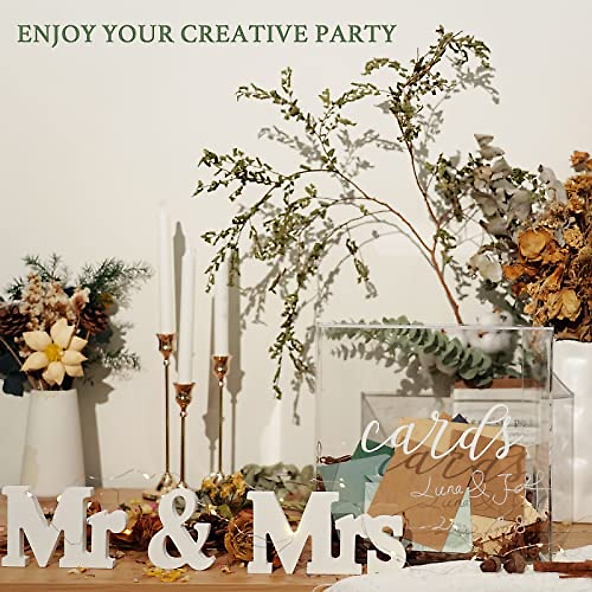 JupDec Clear Wedding Card Box Acrylic for Reception with Slot, 10" X 10" X 6" Large Advice Gift Envelope Holder, Elegant Honeymoon Fund Memory Boxes for Anniversary Baby Bridal Shower Birthday Party