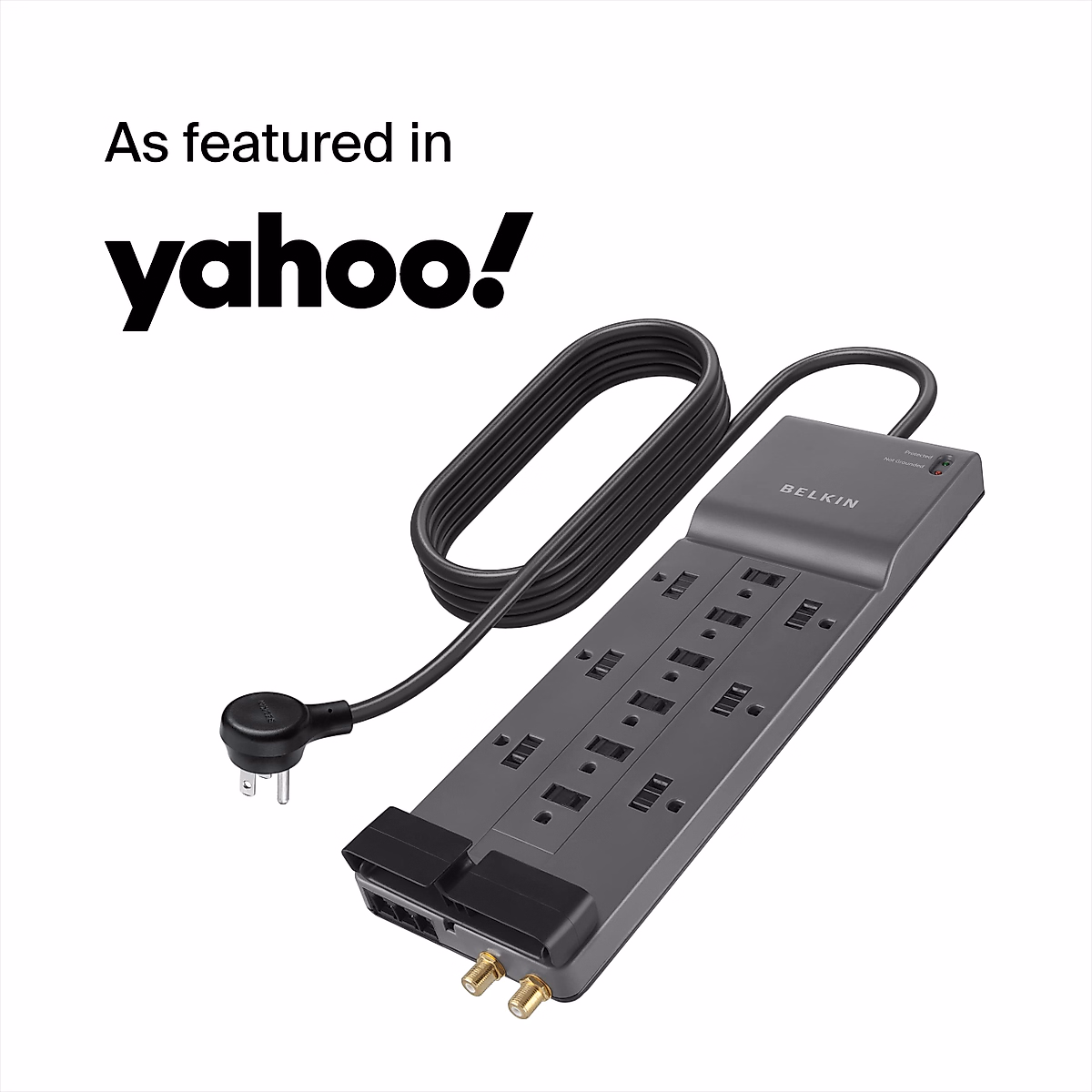 Belkin BE108230-06 8-Outlet Power Strip Surge Protector w/Flat Plug, 6ft Cord (3,550 Joules),Black & 12-Outlet Power Strip Surge Protector w/ 8ft Cord (3,940 Joules), Gray