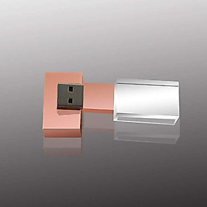 16GB USB 2.0 Flash Drive,Glass Crystal Shape LED Light Pen Drive Memory Stick Thumb Drive Waterproof Pendrive Flash Disk for Gifts for Girl Boy Adults Kids(Rose Gold)