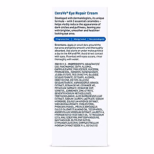 CeraVe Eye Repair Cream | Under Eye Cream for Dark Circles and Puffiness | Suitable for Delicate Skin Under Eye Area | 0.5 Ounce