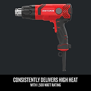 CRAFTSMAN Heat Gun, Corded, Variable Heat Setting up to 1200 Degrees, 1500 Watt (CMEE531)