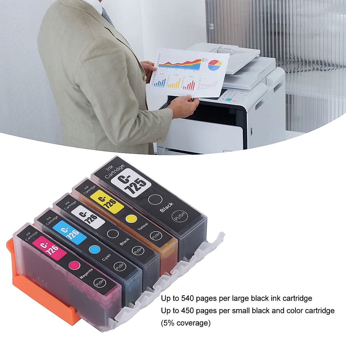 Printer Cartridge Ink Cartridge with Ink for PIXMA IP4870 IP4970 IX6560 Printer (BK BK C M Y 5 Colors)
